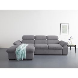 COTTA Ecksofa »Lola L-Form mit Kopfteilfunktion & Hocker« wahlweise mit Bettfunktion, Bettkasten & Armteilverstellung Stone