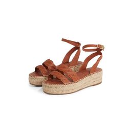 Tommy Hilfiger Keilsandalette »LEATHER ROPE REAL ESPAD SANDAL«, Plateau, Sommerschuh, Riemchensandale mit verstellbarer Schnalle braun 40 40...