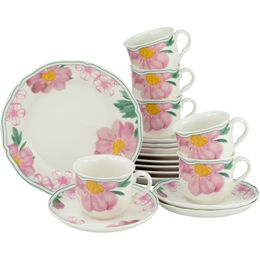 Creatable Kaffeeservice »Geschirr-Set Rose« Service, Premium-Porzellan, Made in Europe, 18 Teile, für 6 Personen bunt/naturweiß