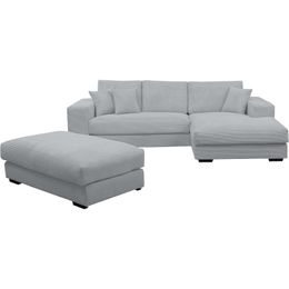 WERK2 Polstergarnitur »Eden L-Form + Hocker. Mega Couch Breite 286cm, Cord« Set, Design Ecksofa + Hocker in Cord mit besonders weichem Sitzkomfort...