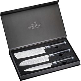 SABATIER INTERNATIONAL Messer-Set 67-lagiger geschmiedeter Damast-Klingenstahl, ergonomische Griffe schwarz 0