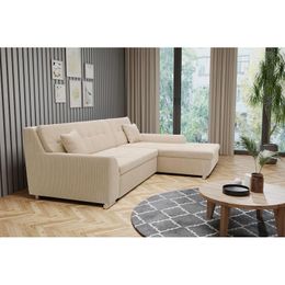 DOMO collection Ecksofa »Treviso viele Bezüge, auch in Cord, L-Form, B/T/H: 267/80/83 cm« wahlweise mit Bettfunktion, incl. Zierkissen, hochwertige...