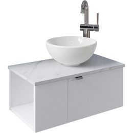 SAPHIR Waschtisch »Serie 6915 Waschschale mit Unterschrank für Gästebad, Gäste WC« Keramik-Aufsatzbecken, Waschtischplatte, Waschtischunterschrank,...