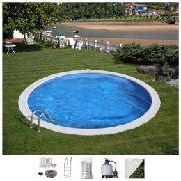 GRE Rundpool &raquo;MADAGASCAR inkl. Tiefbeckenleiter und weiterem Zubeh&ouml;r&laquo; Tiefe: 1, 5 m wei&szlig; &Oslash;/B/H/L: 420 cm x Breite x H&ouml;he 150 cm x L&auml;nge