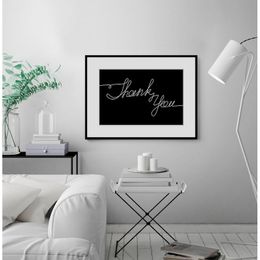 queence Bild »Thank you« Schriftzug Schwarz-Weiß 1 Stk. tlg. HD Premium Poster-Druck inkl. Holzrahmen Farbe Rahmen: schwarz + Farbe Bild(er):...