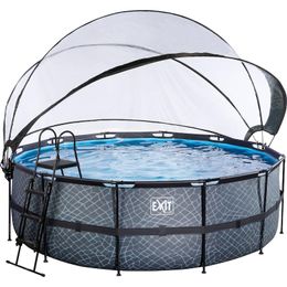 EXIT Framepool &raquo;inkl. multifunktionaler Poolabdeckung & W&auml;rmepumpe&laquo; &Oslash;xH: 427x122 cm, mit Sandfilteranlage und Sicherheitsleiter grau &Oslash;/B/H/L: 427...