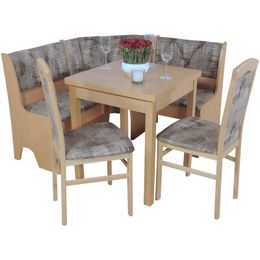 HOFMANN LIVING AND MORE Eckbankgruppe Spar-Set, 4tlg. Set, 4 Stk. tlg. Eckbank mit Stauraum unter den Sitzflächen beige + beige-braun +...