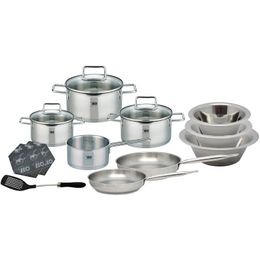 ELO Topf-Set »Smart Steam« Edelstahl 18/10 Set, Fleischtopf 16/20/24 cm, 1x Kasserolle 16 cm, je 1 Bratpfanne 24/28 cm, 12 Stk. tlg. Öl-Dosier...