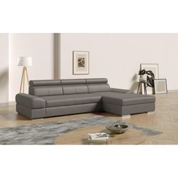 Sit & More SIT&MORE Ecksofa »Broadway L-Form« inklusive Kopfteilverstellung, wahlweise mit Bettfunktion grau/grau
