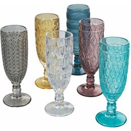 VILLA D'ESTE Sektglas »Geometrie« Gläser-Set, Sektflöten, 6-teilig, Inhalt 160 ml bunt