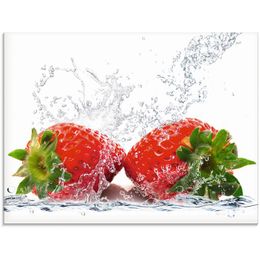 Artland Glasbild »Erdbeeren mit Spritzwasser« Lebensmittel 1 Stk. tlg. in verschiedenen Größen Farbe Bild(er): rot