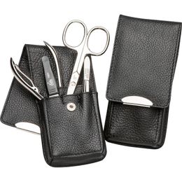 ERBE® ERBE Maniküre-Etui »Stecketui mit Druckknopfverschluss aus echtem Leder« bestückt mit Solinger Premium Stahlwaren schwarz Maniküre-Etui aus echtem,...