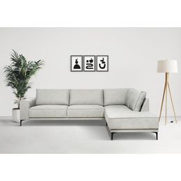 Places of Style Ecksofa »Polsterecke Oland, Struktur, Flachgewebe, Luxus-Microfaser, Boucle« L-Form, 289 cm, Wellenunterfederung, Skandi-Design,...