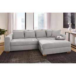 Jockenhöfer JOCKENHÖFER GRUPPE Ecksofa »Kampen L-Form, B: 288 cm« mit Bettfunktion, Bettkasten & Zierkissen, Federkern grau