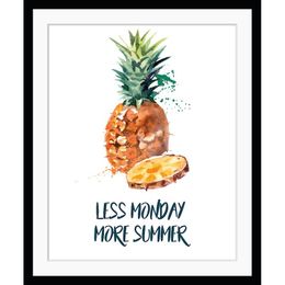 queence Bild »Montag« Ananas Humor Obst Obst Bilder Schriftzug HD Premium Poster-Druck inkl. Holzrahmen Farbe Rahmen: schwarz + Farbe...