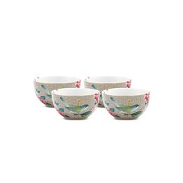 PIP Studio Tapas-Schale »Blushing Birds, Schale im 4er Set« 4 Stk. aus Porzellan Snackschale, Dipschale, Servierschale, Ø 12 cm khaki