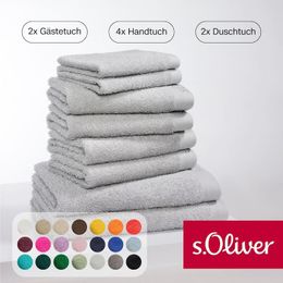 s.Oliver Handtuch Set »Premium Qualität, 600 gr/m²« Set 8 Stk. Walkfrottier 2 Gästetücher 30x50, 4 Handtücher 50x100, 2 Duschtücher 70x140 hellgrau...