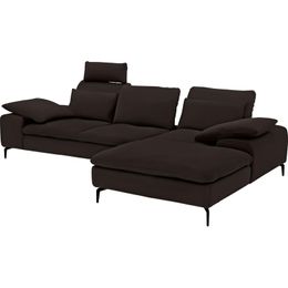 W.Schillig Ecksofa »valentinoo, Designsofa, bequem, elegant und zeitlos, L-Form« inklusive Hocker, mit Sitztiefenverstellung, Breite 299 cm braun Z59