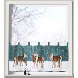 Weckbrodt-Gardinen WECKBRODT Scheibengardine &raquo;Hirsche im Schnee&laquo; Schlaufen 1 Stk. tlg. Bistro, Microsatin, Winter, blickdicht, HxB 45x120 cm, Gardine, Store multi...