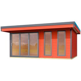 Lasita Maja Gartenhaus &raquo;DOMEO 8 SCHWEDENROT/ANTHRAZIT&laquo; Fundamentmass 5000 x 4000, Schwedenrot rot Holzwerkstoff