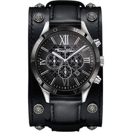 Thomas Sabo Chronograph »REBEL ICON« Armbanduhr, Herrenuhr, Tag, analog, Stoppfunktion, Lederarmband schwarz Exquisiter Herrenchronograph