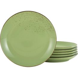 Creatable Dessertteller »Essteller NATURE COLLECTION« Teller Set für 6 Personen, Ø 21 cm, Steinzeug grün 0