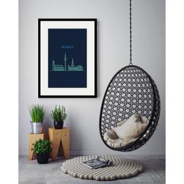 queence Bild »Munich Sightseeing« Deutschland München Schriftzug Stadt Städte 1 Stk. tlg. HD Premium Poster-Druck inkl. Holzrahmen Farbe...
