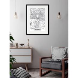 queence Bild &raquo;Hamburg Stadtkarte&laquo; Deutschland Geb&auml;ude Hamburg Schriftzug Stadt St&auml;dte 1 Stk. tlg. HD Premium Poster-Druck inkl....