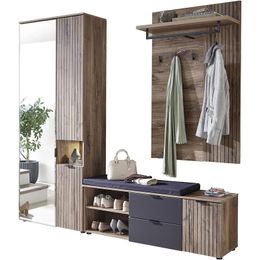 Innostyle Garderoben-Set »LINEA Garderoben Set, besteht aus 3 Typen, 216x204x38cm (B/H/T)« 3 Stk. tlg. Flagstaff Oak Umbra MODERN - Das Garderoben...