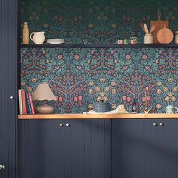 WILLIAM MORRIS AT HOME Vliestapete »Blackthorn« Retro glatt Designer Tapete, 10mx52cm (ca. 5m2) Blau B/L: 10 m m x 2,5 m m