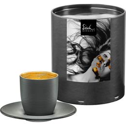 EISCH GERMANY Espressoglas »COSMO COLLECT, Made in Germany« in Handarbeit mit 24karätigem Gold veredelt, grauer Stein-Look grau, goldfarben