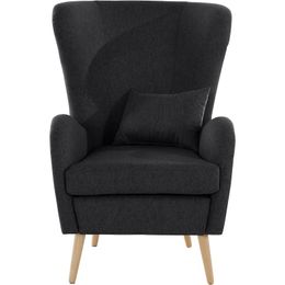 Home Affaire Sessel &raquo;Sallito, TV-Sessel, Ohrensessel mit&laquo; Hocker, in vielen Bezugsqualit&auml;ten, auch in Samtcord schwarz Struktur Hahnentritt (67% 