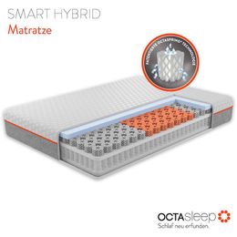 OCTAsleep Taschenfederkernmatratze »Smart Hybrid Matress« 23 cm hoch 1-tlg., 1 Stk. tlg. weiß Bezug (oben): 99% Polypropylen, 1% Elasthan. Bezug...
