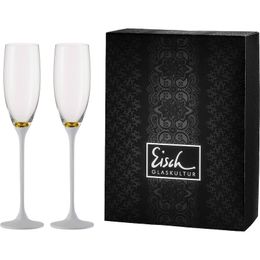 EISCH GERMANY Sektglas »Champagner Exklusiv« Echtgoldauflage, Teilveredelung in Steinoptik, 180 ml, 2-teilig goldfarben/weiß