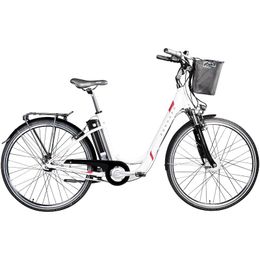 Zündapp ZÜNDAPP »Z517« 7 Gang Nabenschaltung Frontmotor 250 W E Bike Damenfahrrad 28 Zoll 155 - 190 cm mit 7 Gang Nabenschaltung weiß/beere