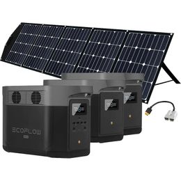 EcoFlow Solaranlage &raquo;Delta Max 2000 + 225W Offgridtec Faltbares Solarmodul&laquo; mit 2x Erweiterungsakku 2016Wh, Plug and play schwarz 5-seitig aufgebaut