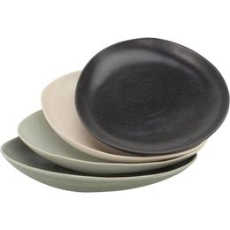 Creatable Speiseteller »Essteller Pietra« Teller Set für 4 Personen, Steinzeug, , flache Teller, Made in Europe schwarz/grafit/steinfarben/sand