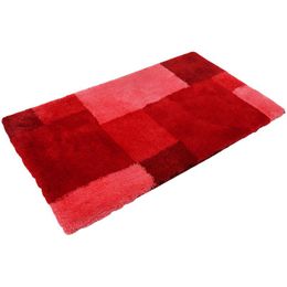 HOMIE LIVING Badematte »Cala Rosso« Höhe 30 mm rutschhemmend beschichtet fußbodenheizungsgeeignet schnell trocknend Badteppich, Patchwork Design,...