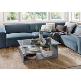 PAROLI Couchtisch Beton/Klarglas