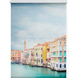 LICHTBLICK ORIGINAL Seitenzugrollo &raquo;Rollo Klemmfix, ohne Bohren, blickdicht, Venedig - Blau&laquo; blickdicht Blendschutz Sichtschutz freih&auml;ngend blau...