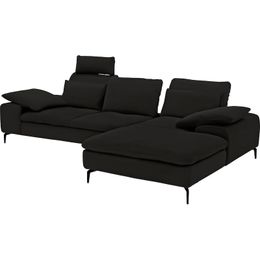 W.Schillig Ecksofa »valentinoo, Designsofa, bequem, elegant und zeitlos, L-Form« inklusive Hocker, mit Sitztiefenverstellung, Breite 299 cm schwarz...