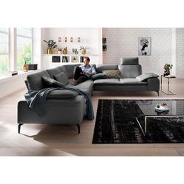 W.Schillig Ecksofa &raquo;valentinoo, Designsofa, elegant und bequem, L-Form&laquo; mit Sitztiefenverstellung, Breite 318 cm grau Longlife Xtra-Leder Z69: Das 
