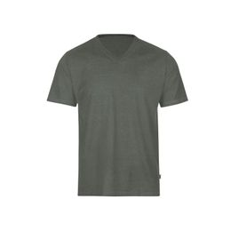 TRIGEMA T-Shirt »V-Shirt DELUXE Baumwolle« 1 Stk. tlg. khaki-melange XL XL DELUXE-Single-Jersey