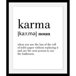 queence Bild »Karma« Motivationsbilder Schriftzug Schwarz-Weiß HD Premium Poster-Druck inkl. Holzrahmen Farbe Rahmen: schwarz + Farbe Bild(er):...