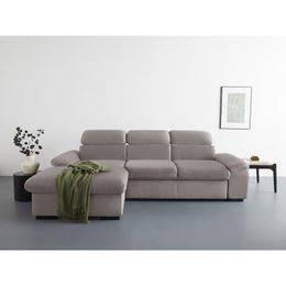 COTTA Ecksofa »Lola L-Form mit Kopfteilfunktion & Hocker« wahlweise mit Bettfunktion, Bettkasten & Armteilverstellung Dark Grey