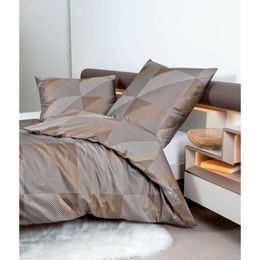 Janine Bettwäsche »Mako-Satin 87065 08 155x200, 80x80« 2 Stk. tlg. mit Reissverschluss taupe Obermaterial: 100% Baumwolle B/L: 155 cm x 200 cm