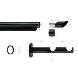 Garesa Gardinenstange &raquo;BLACK&laquo; &Oslash; 20 mm 2 l&auml;ufig-l&auml;ufig Wunschma&szlig;l&auml;nge Vorhanggarnitur, verl&auml;ngerbar, Endknopf abgeschr&auml;gt 2-farbig schwarz B/L: 170...