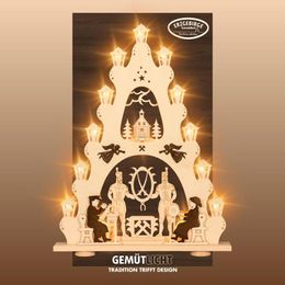 Weigla LED Schwibbogen &raquo;Erzgebirge, gro&szlig;e Lichterspitze, Bergmann NATUR-BRAUN, Made in Germany&laquo; 1 Stk. Erzgebirge garantiert, Weihnachtsdeko Innen,...