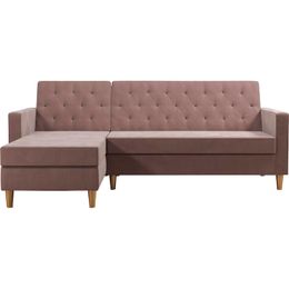 COSMOLIVING BY COSMOPOLITAN Ecksofa »Liberty, L-Form, « mit Schlafffunktion, Recamiere beidseitig montierbar, Sitzhöhe 43 cm altrosa