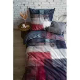Fleuresse Bettwäsche »Bed Art S« 2 Stk. tlg. Mako Satin 100% Baumwolle mit Reißverschluss blau-rot Obermaterial: 100% Baumwolle B/L: 155 cm x 200 cm